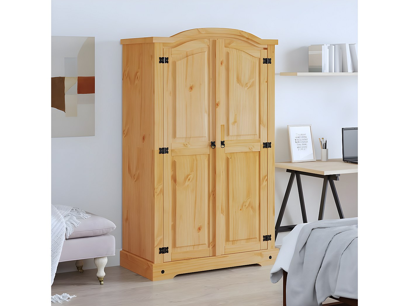 Garde-robe avec 2 portes Gamme Corona pin mexicain OFR17105 BonneVie Meuble