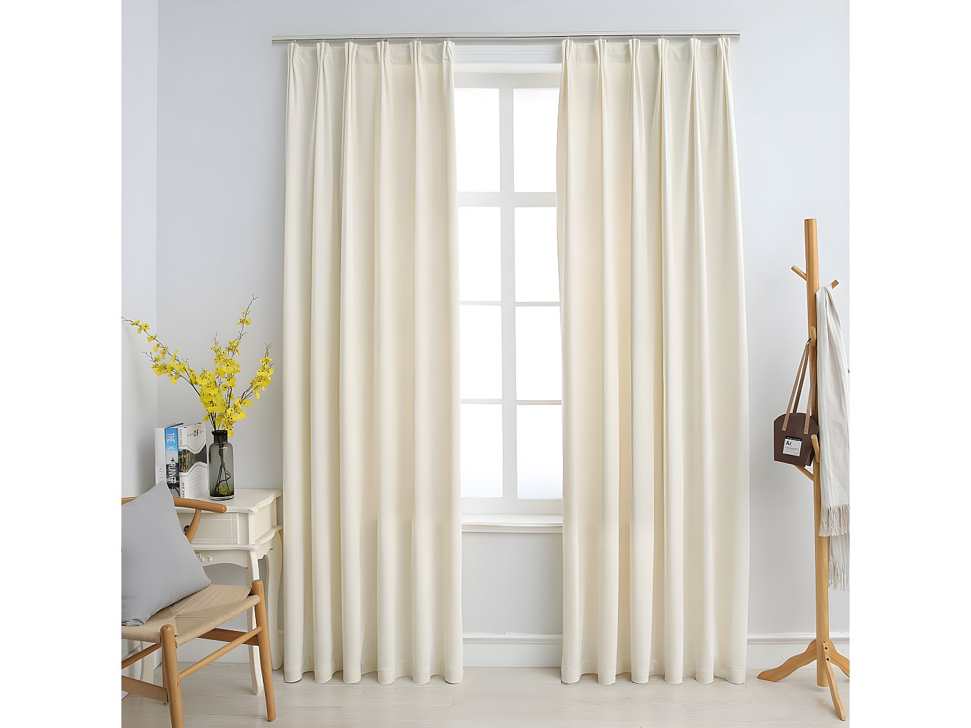 Rideaux occultants avec crochets 2 pcs Velours Crème 140x175 cm QBH33694