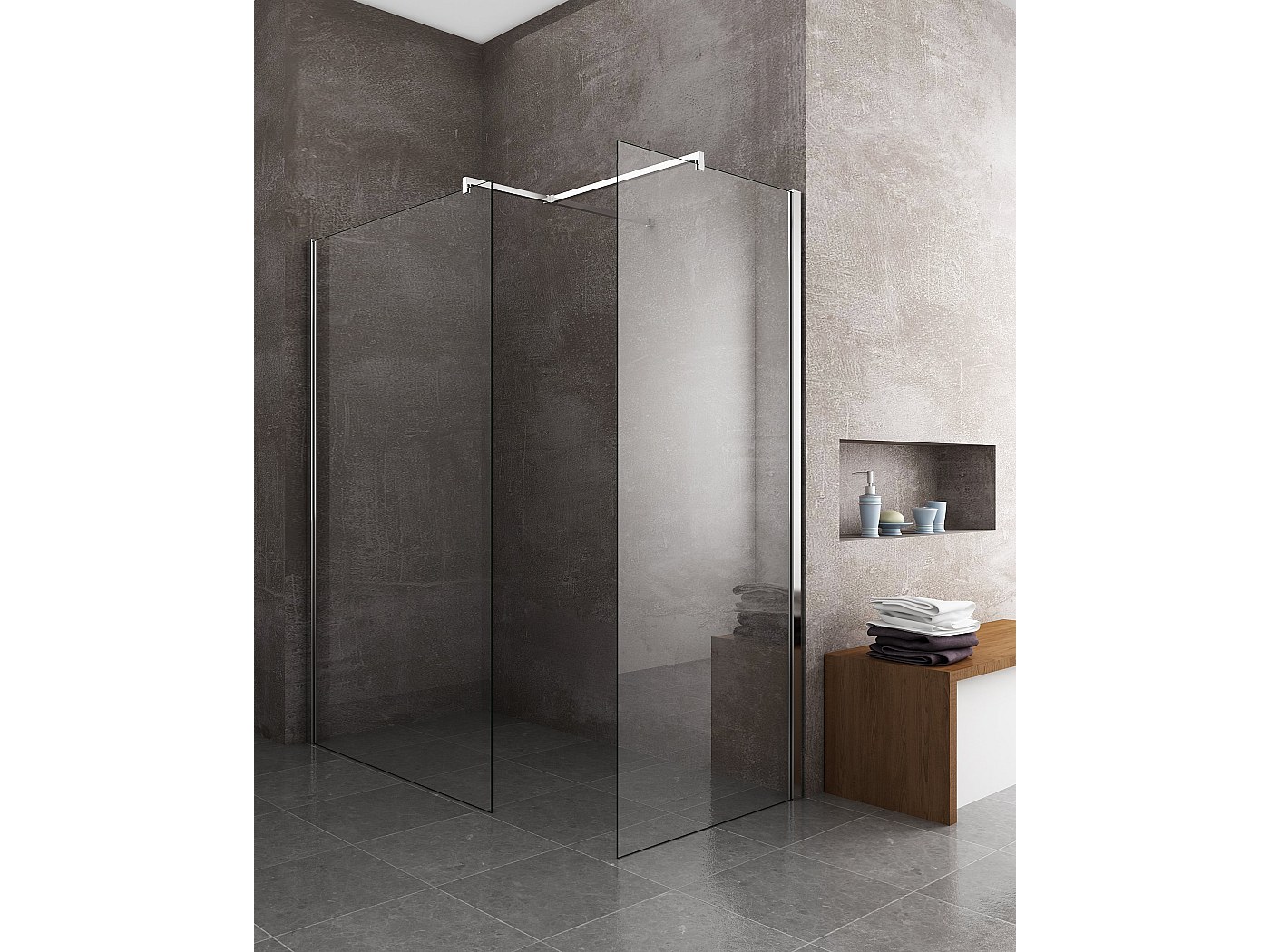 Doppia Parete Doccia Walk-in Con Braccio Di Sostegno Superiore a T ...