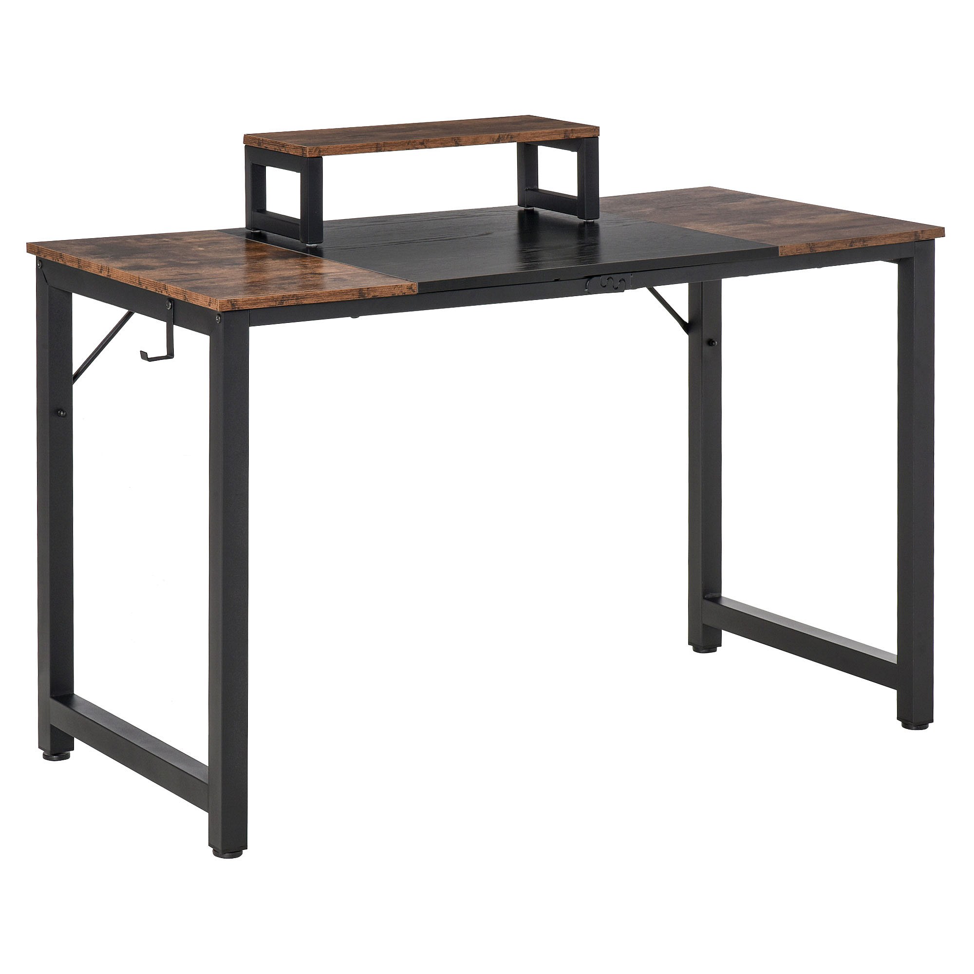 Bureau design industriel - support écran intégré - châssis métal noir ...