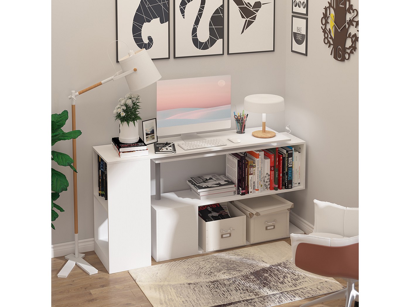 Bureau informatique multimédia modulable design contemporain zig zag ...