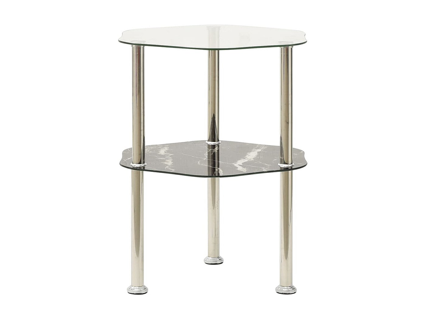 Mesa apoio 2 prateleiras 38x38x50cm vidro temp. transp./preto