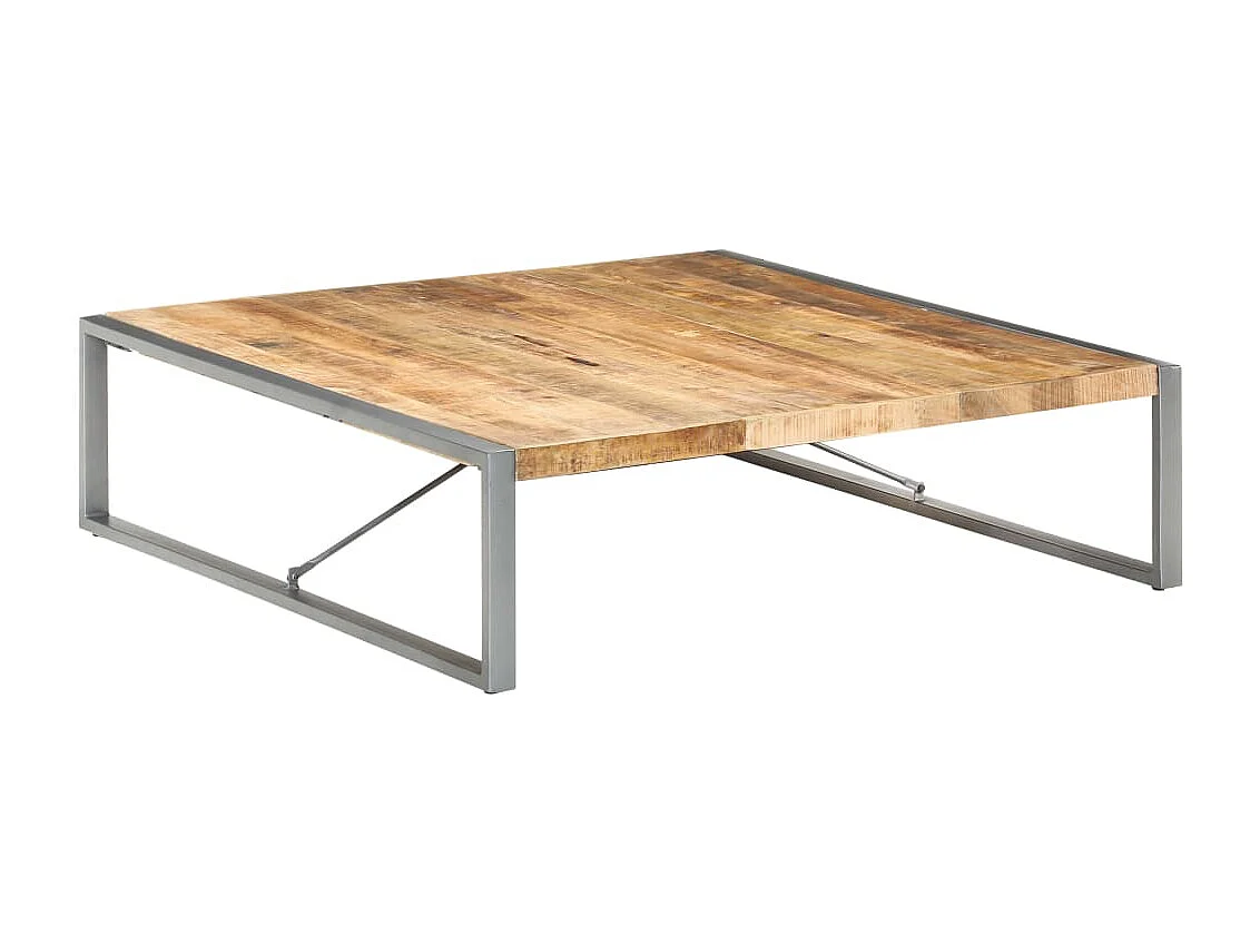 Mesa de centro madera de mango rugosa 140x140x40 cm