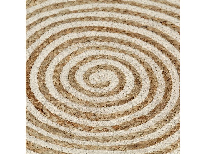 Tappeto Lavorato a Mano in Juta Design a Spirale Bianco 90 cm CFW36171