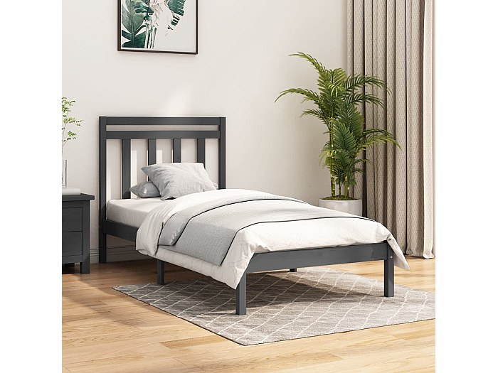 Cadre de lit Gris Bois massif 100x200 cm