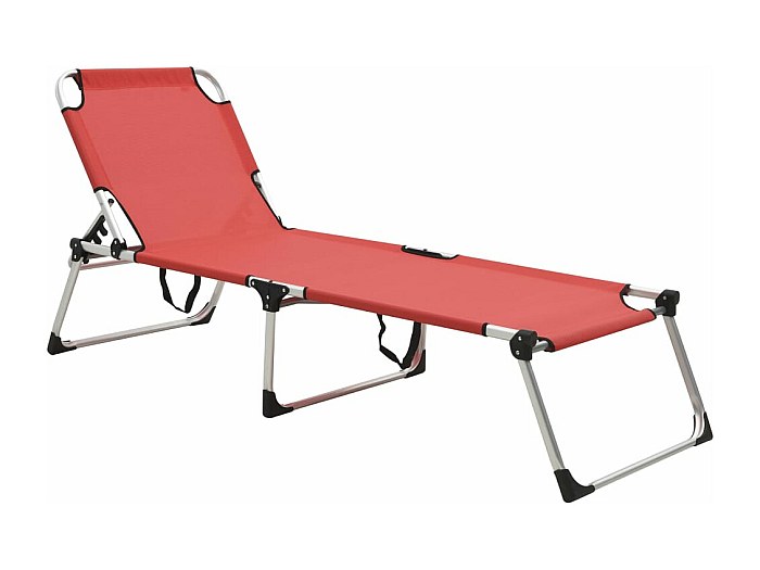 Chaise longue pliable extra haute pour seniors Rouge Aluminium