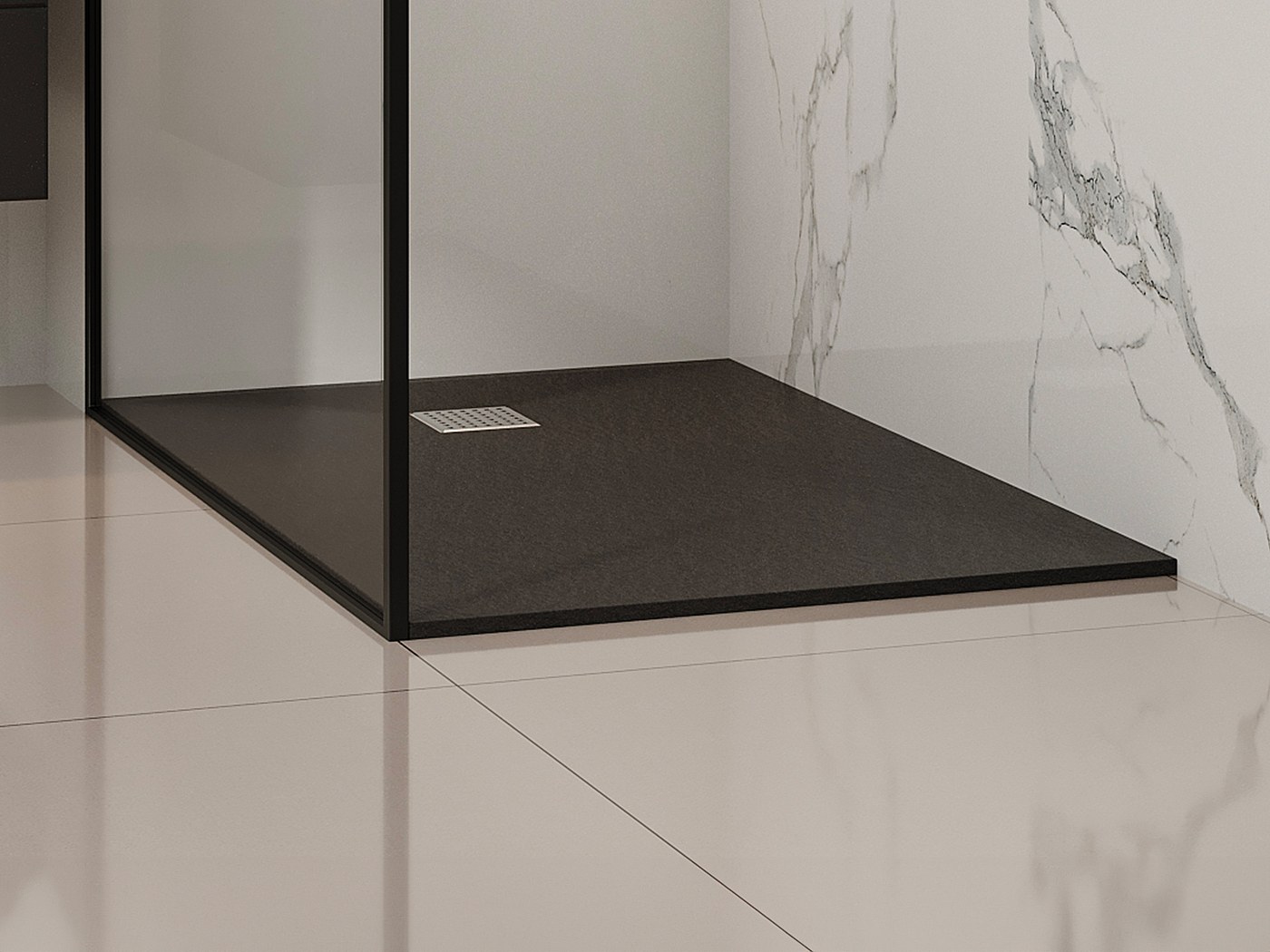 Base de chuveiro extra plana de pousar ou de encastrar cortável em ...