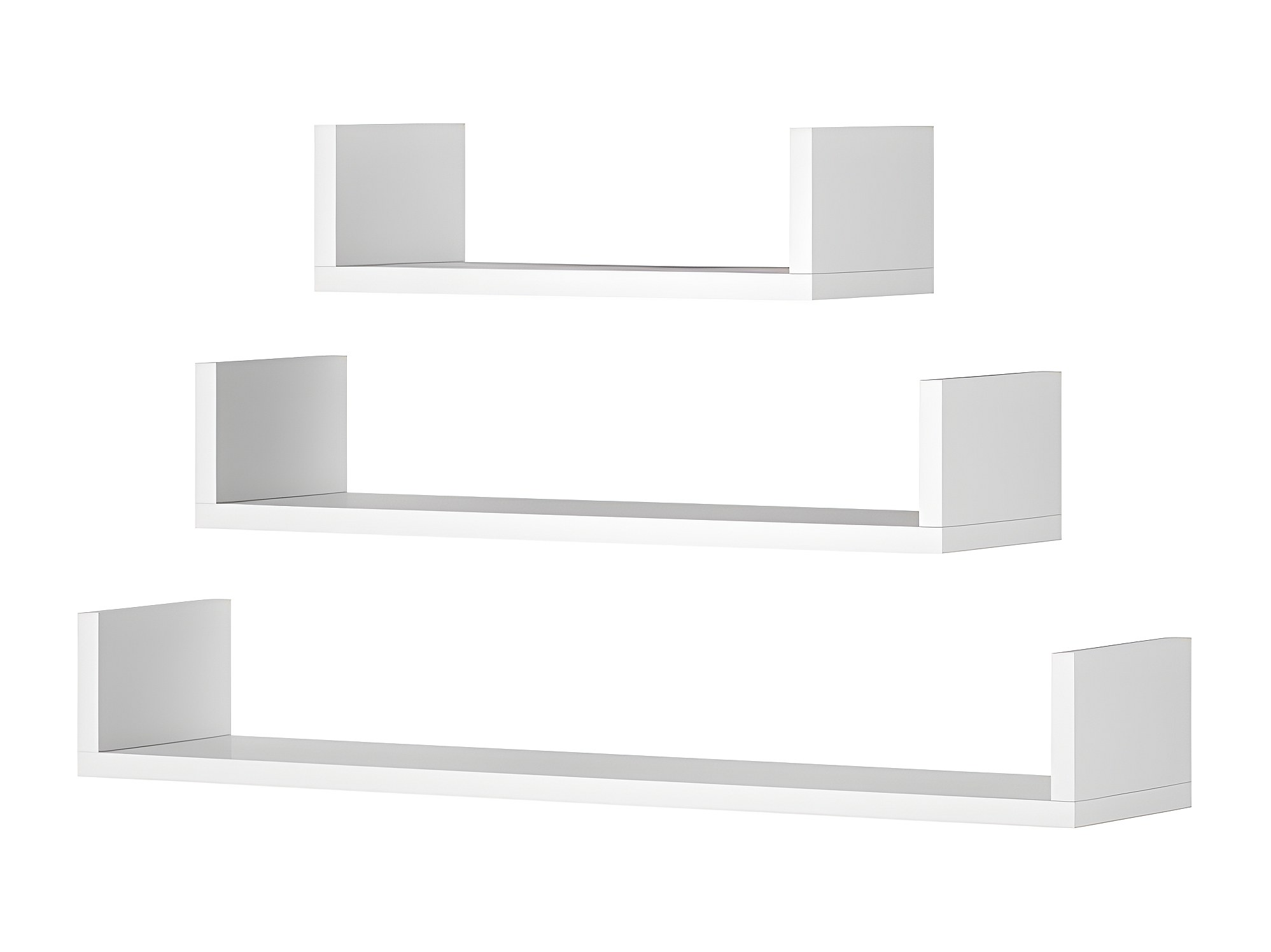 Ensemble de tablettes murales - 80, 60, 40 cm - blanc - KASSI