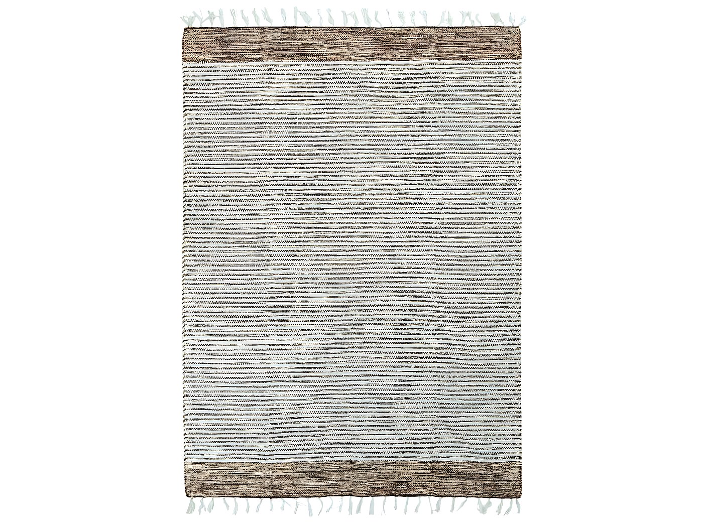 TERRA COTTON BANDES - Tapis 100% coton bandes sable-blanc 160x230