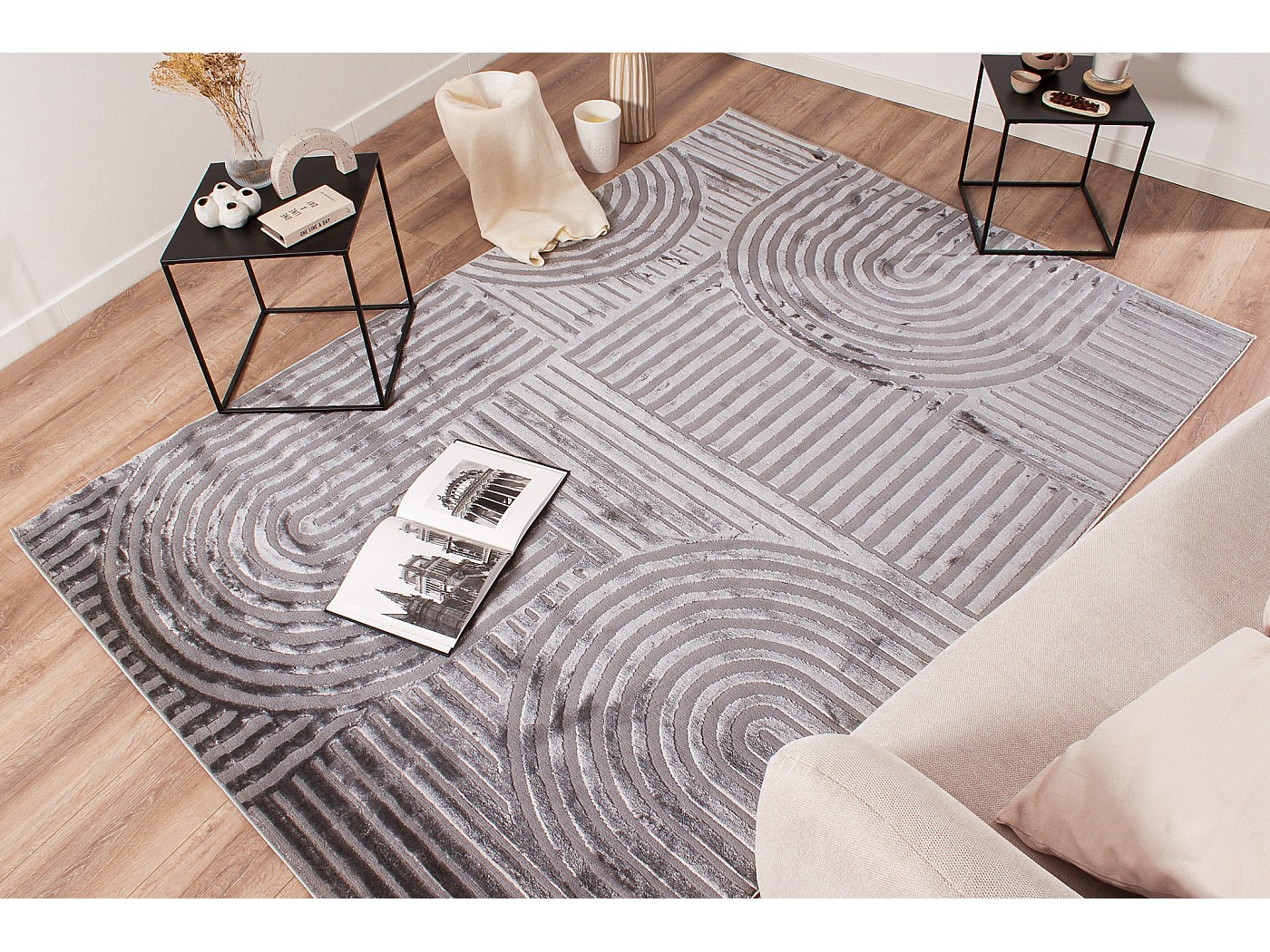 Tapis de salon - Gris - Graphique - Bianca - 160x230 cm
