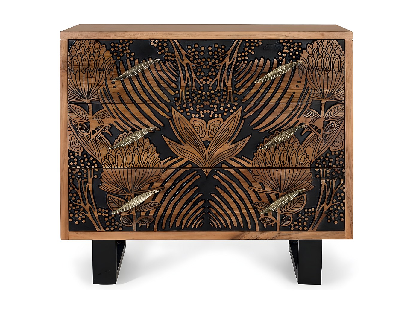 COMMODE EN BOIS D'ACACIA Multicolor.Giner y Colomer.83x40x93