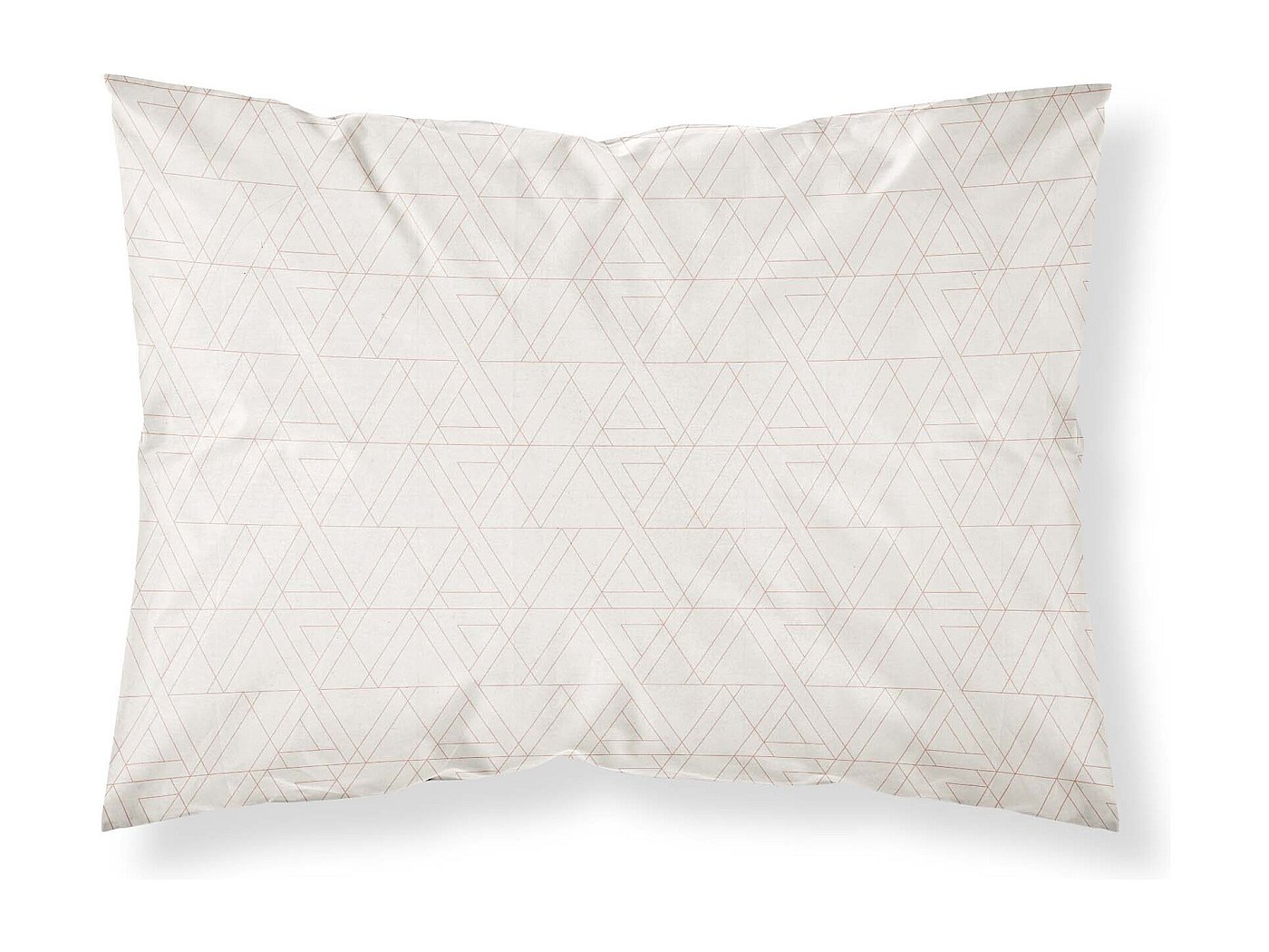 Taie d'oreiller 100% coton 1 pièce beige motifs triangles 80x80