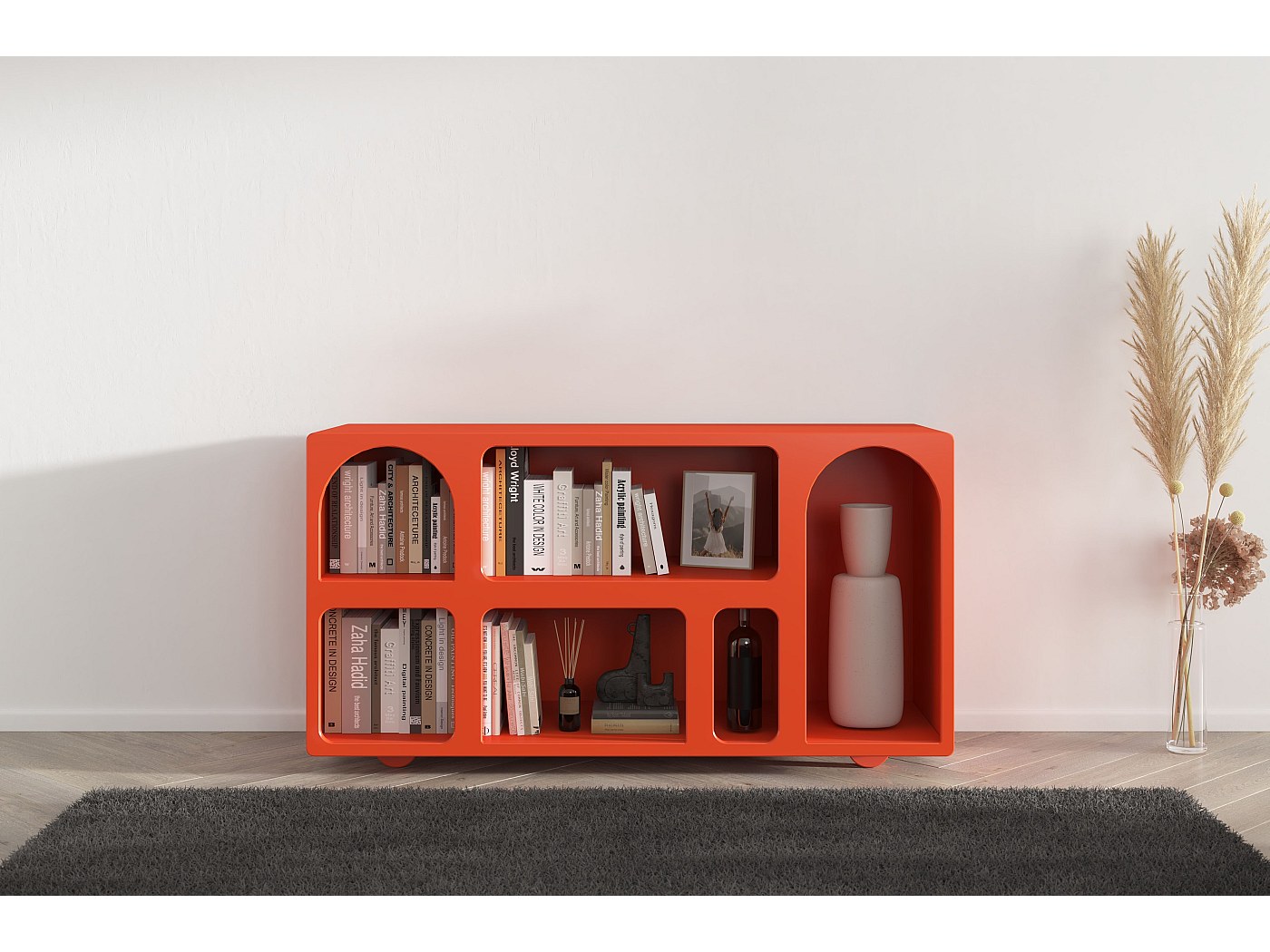 Commode en bois OLIMPIA / design arches / orange / 140 cm