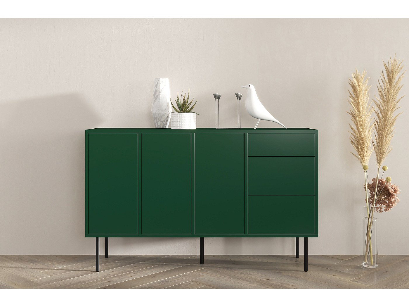 Commode moderne verte MIRKA / 130 cm
