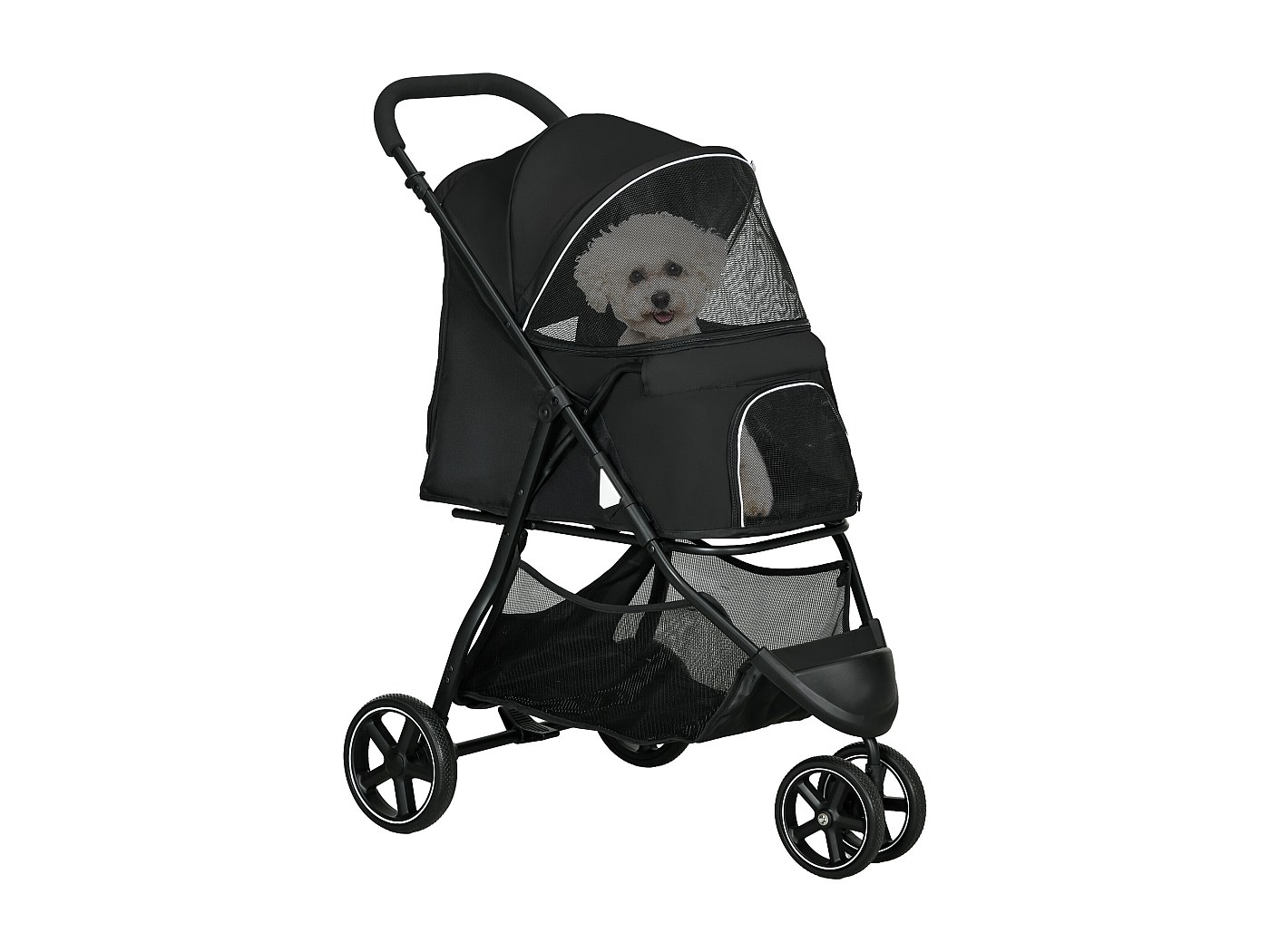 Poussette buggy pliable pour chien chat - 2 attaches, guidon réglable ...