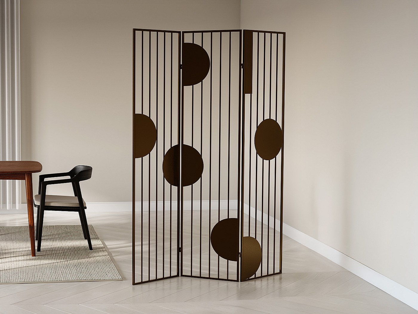 Biombo de diseño perforado de metal de 3 hojas - L. 123 x Alt. 180 cm ...