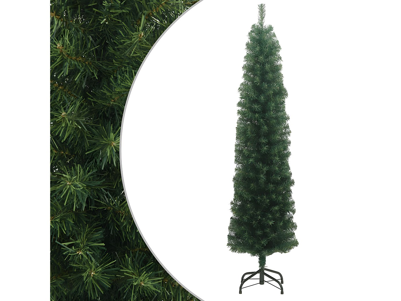 Sapin de No?l artificiel mince avec support vert 180 cm PVC