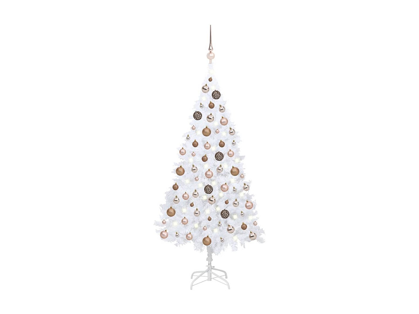 Arbre de No?l artificiel pré-éclairé et boules blanc 150 cm PVC