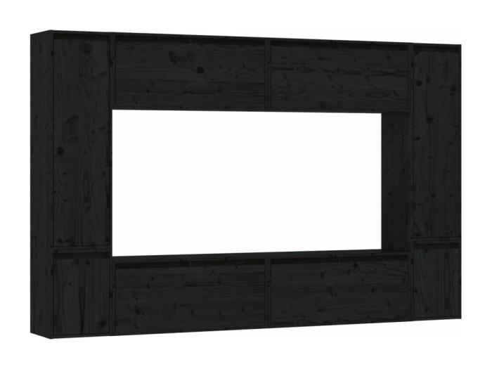 Muebles Para Tv 8 Piezas Madera Maciza De Pino Negro
