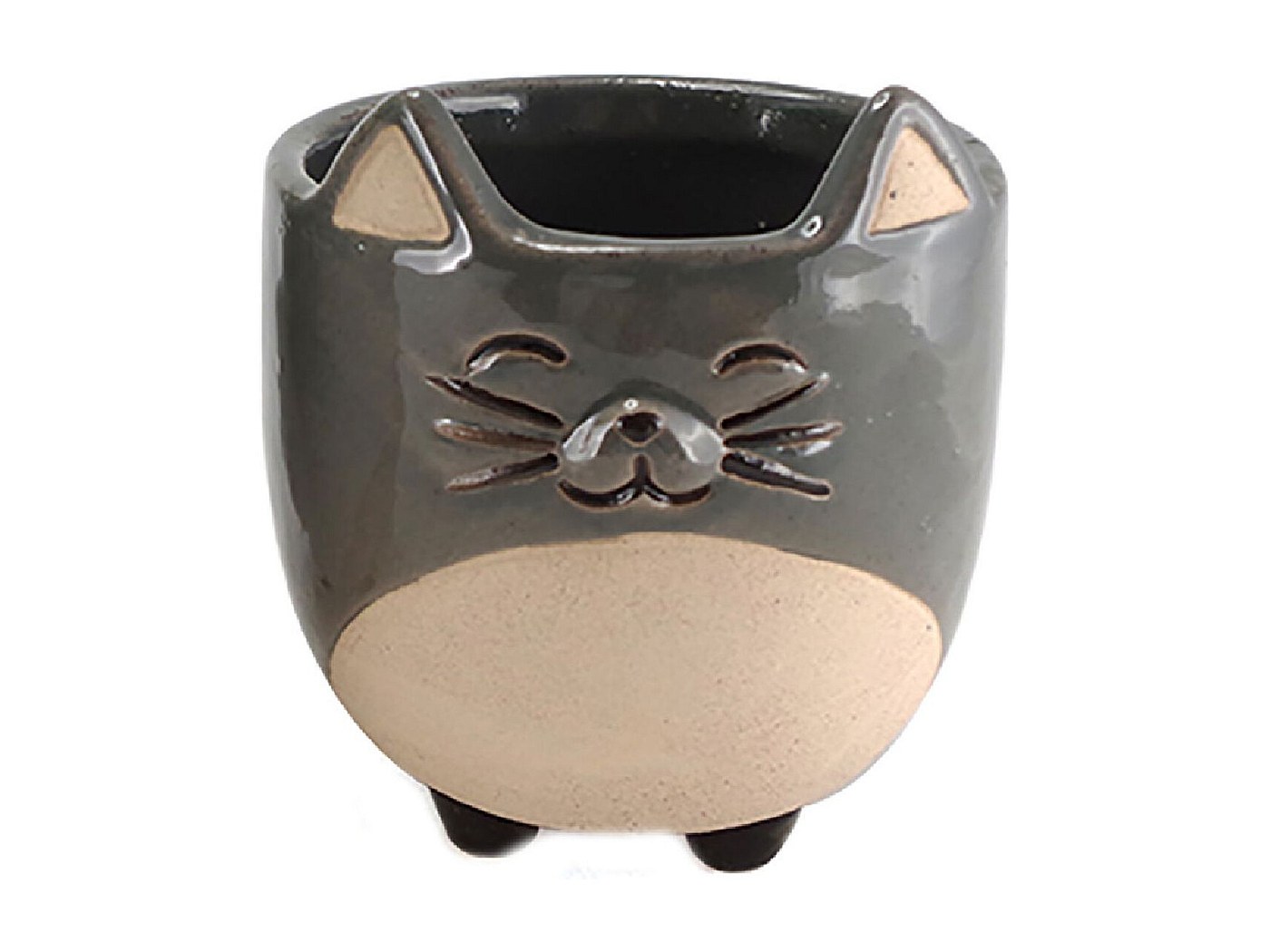 Petit cache pot chat gris 12.5 cm