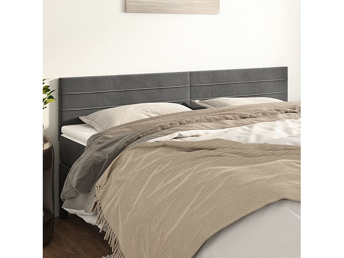Tête de lit 2 pièces Gris foncé 100x5x78/88 cm Velours