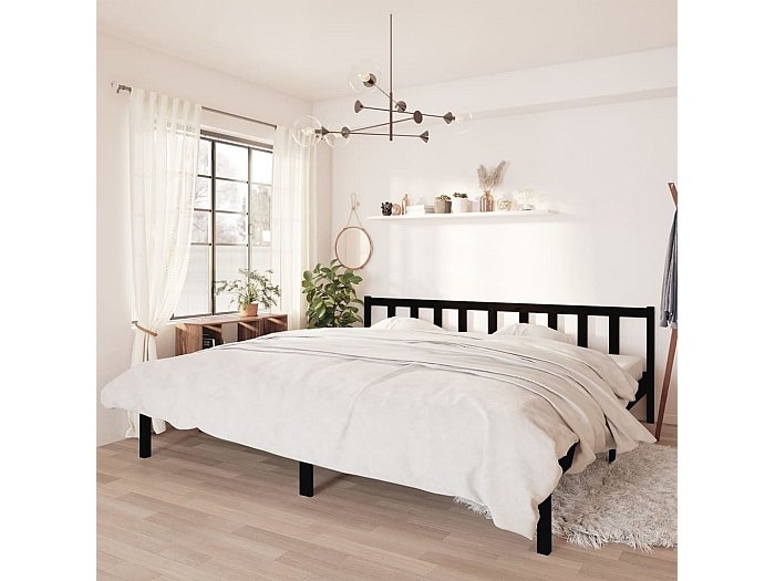 Estrutura de cama super king 180x200 cm pinho maciço preto