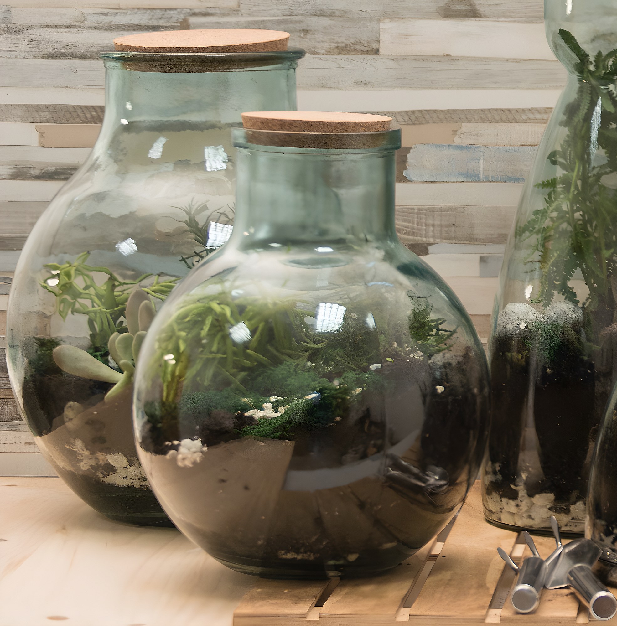 Terrarium et outils aran 31 cm en verre recyclé