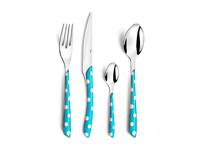 Eclat Pois - Ménagère 24 pièces Turquoise