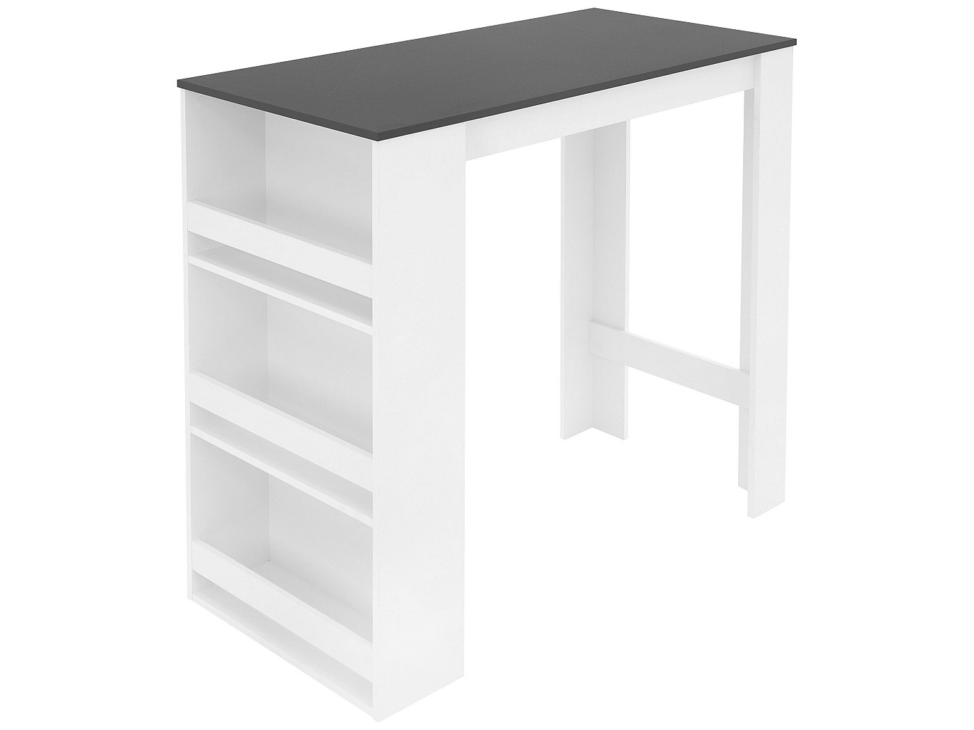 Table de bar blanc/anthracite 3 étagères rangement table de bistrot cuisine