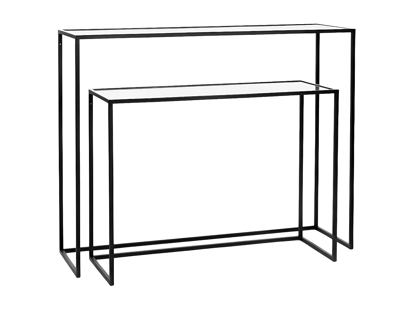Lot de 2 consoles d'entrée en métal avec plateau verre STARK