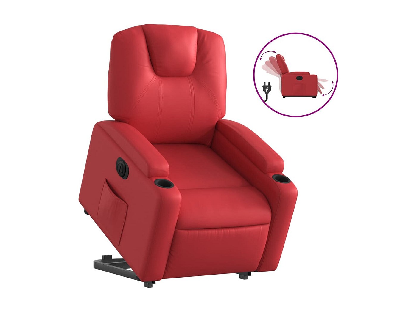 Sillón elevable eléctrico cuero artificial rojo YOE40630