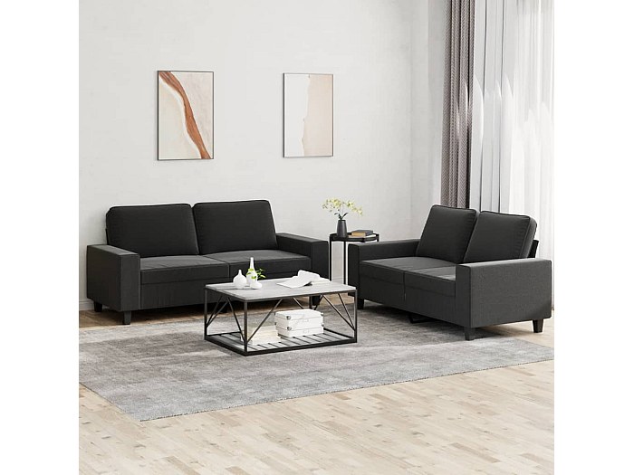 Ensemble de canapés 2 pcs noir tissu REO62883