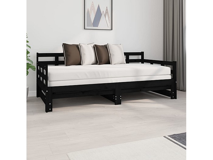 Sofá cama-90x190 cm extraíble madera maciza de pino negro ES96247