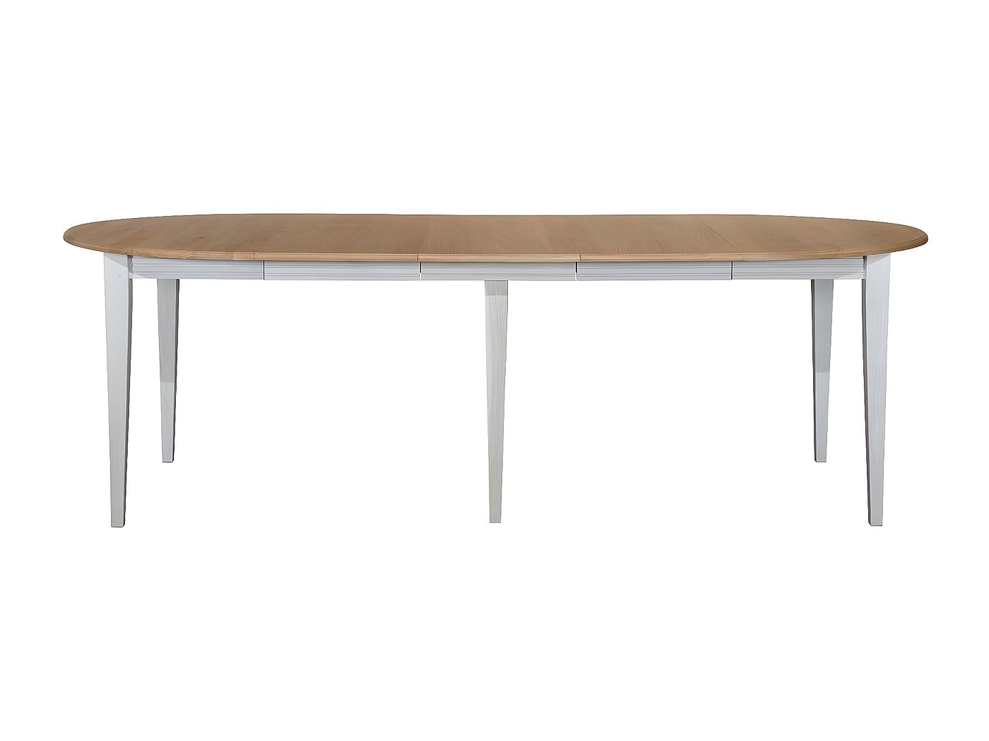 Table ronde 6 pieds fuseau 115 cm + 3 rallonges bois - VICTORIA