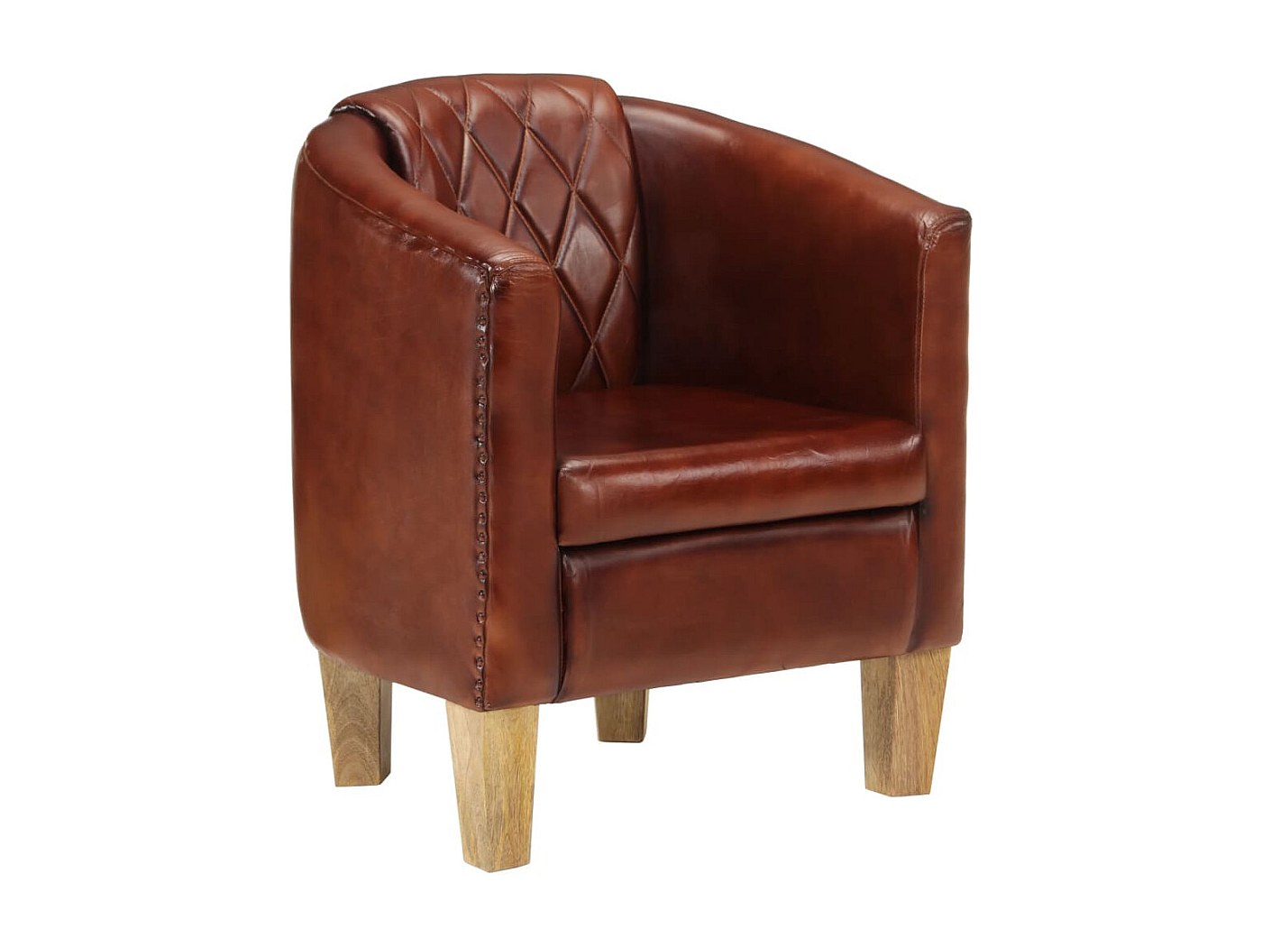 Sillón butaca de cuero auténtico marrón