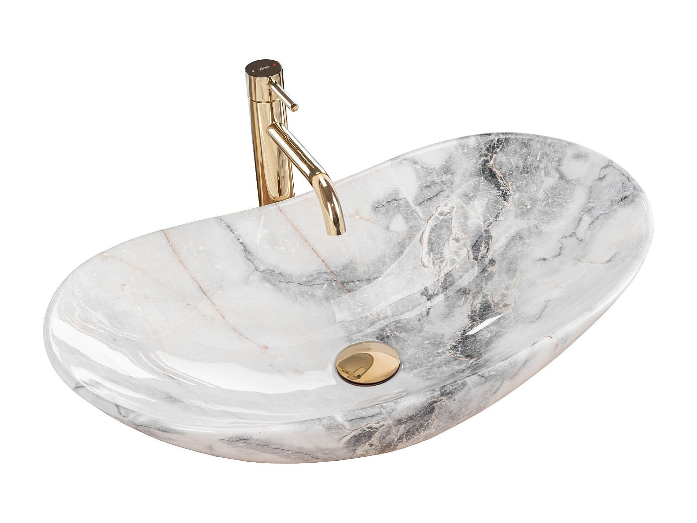 Lavabo Sobre Encimera Rea Royal Granit Shiny White