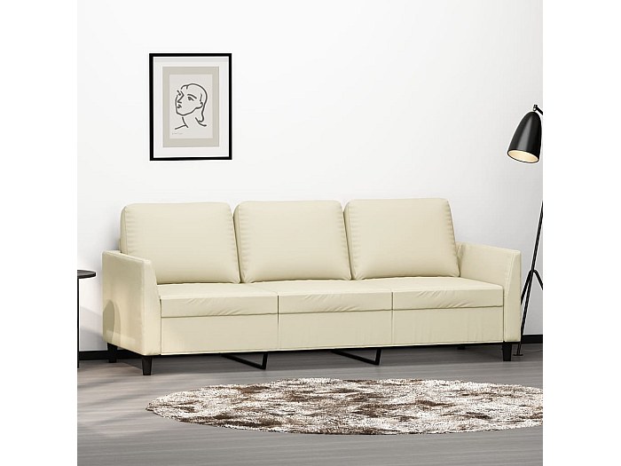 Canapé à 3 places Crème 180 cm Similicuir