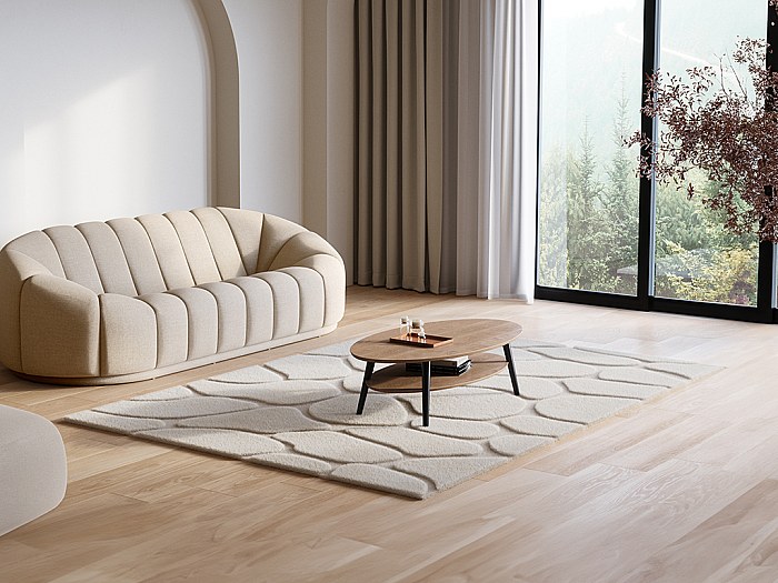 Petit tapis en relief effet fourrure, 120 x 160 cm, Beige, ARENSO