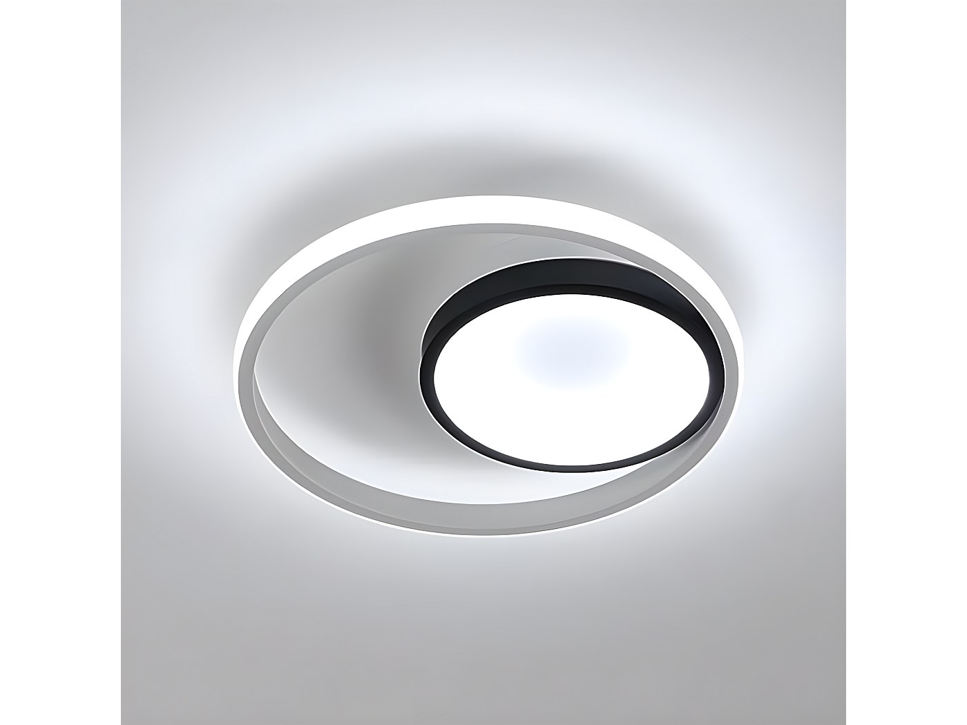 lustre de plafond plafonnier led moderne en aluminium rond - noir/blanc ...