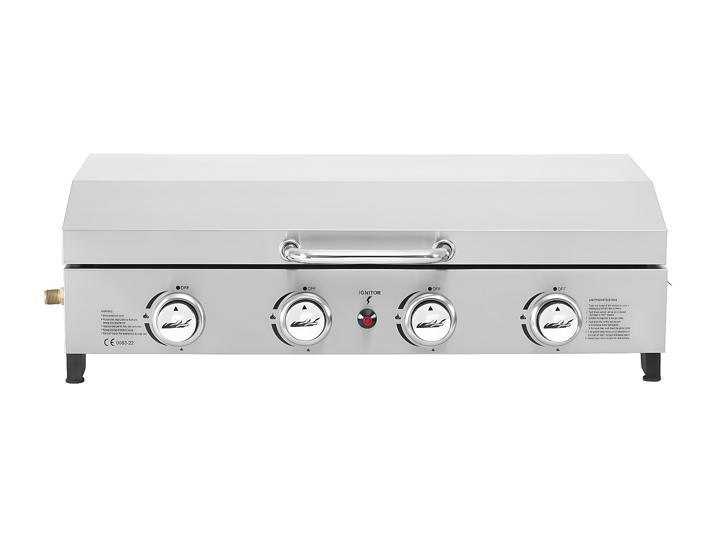 Plancha gaz 4 bruleurs avec couvercle "Fasto" - 10 kw - Gris