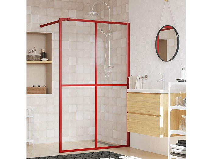 Porta per doccia Walk-in Vetro Trasparente ESG 118x195cm Rossa CFW525157