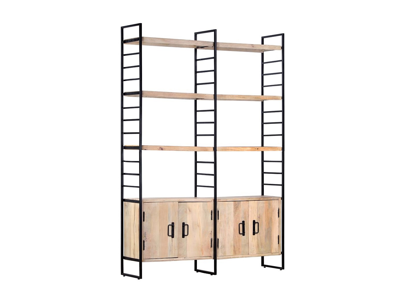 Libreria a 4 Livelli Legno Massello di Mango 124x30x180 cm CFW28894