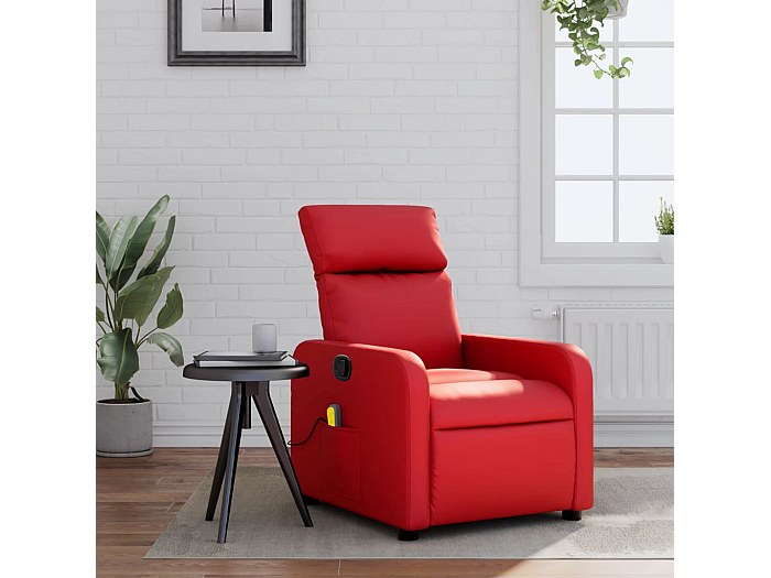 Poltrona Massaggiante Reclinabile Rossa in Similpelle CFW84206