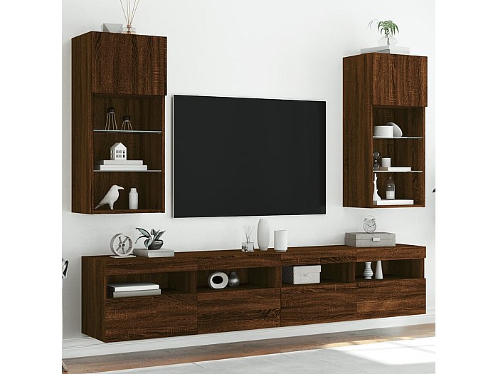 2 pz Mobili TV con Luci LED Rovere Marrone 40,5x30x90 cm CFW65225