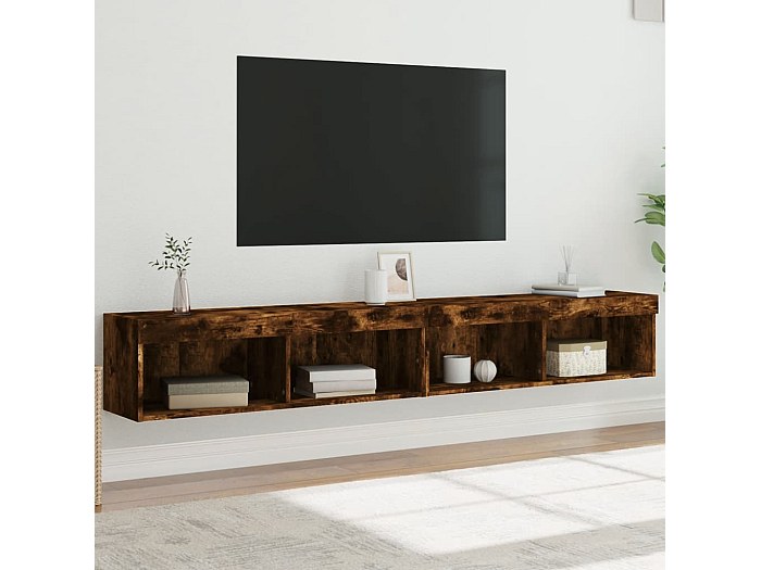 2 pz Mobili TV con Luci LED Rovere Fumo 100x30x30 cm CFW88981