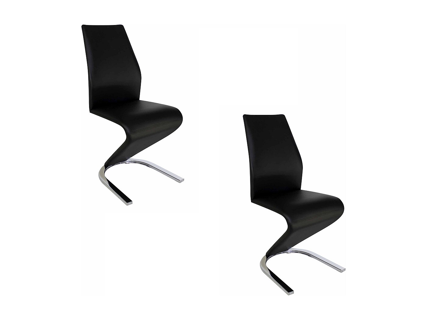 Pack de 2 sillas Unique negras con patas cromadas