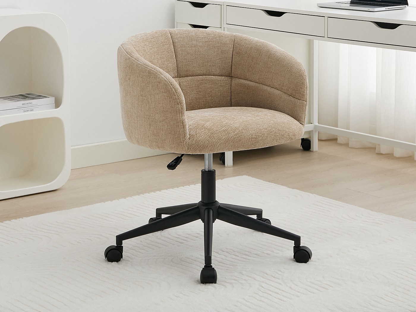 Bureaustoel van beige stof met textuur - NOMITIO