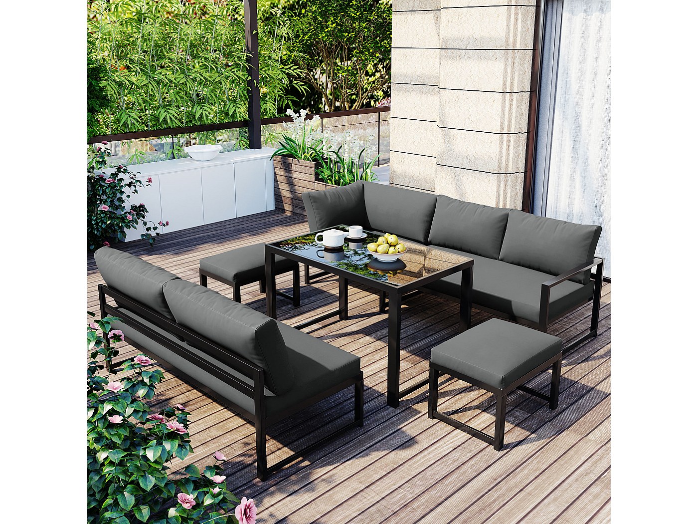 Ensemble salon de jardin, ensemble de sièges en aluminium pour balcon ...