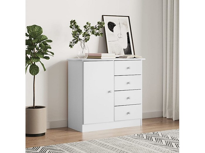 Sideboard ALTA Weiß 77x35x73 cm Massivholz Kiefer