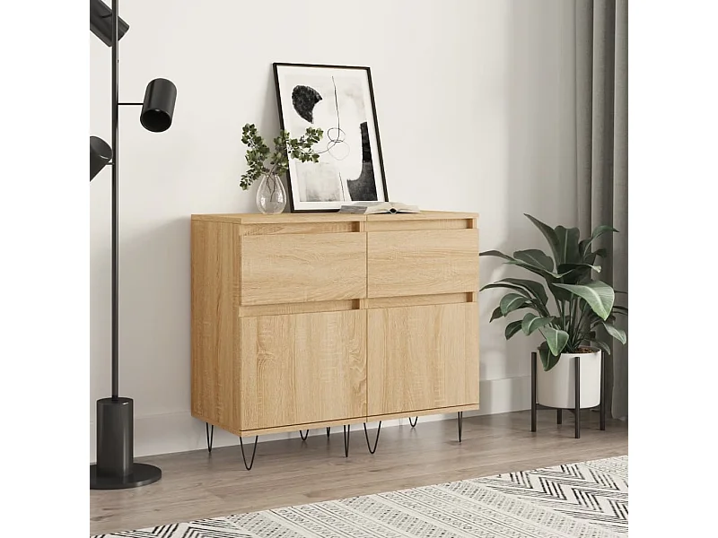 Buffets 2 pcs chêne sonoma 40x35x70 cm bois d'ingénierie
